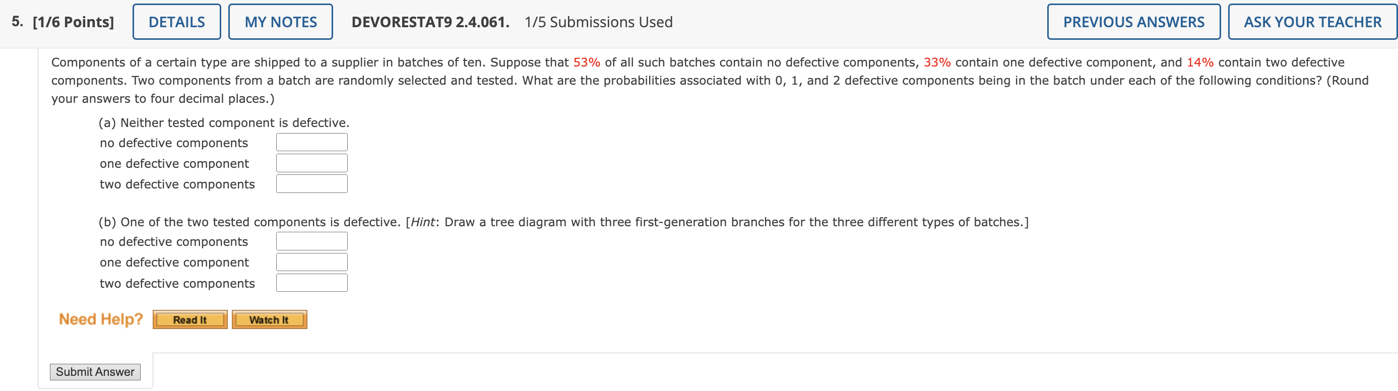 Solved Components of a certain type are shipped to a | Chegg.com