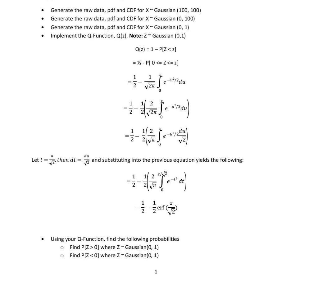 . Generate the raw data, pdf and CDF for X Gaussian | Chegg.com