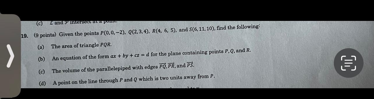 Solved (9 points) Given the points | Chegg.com