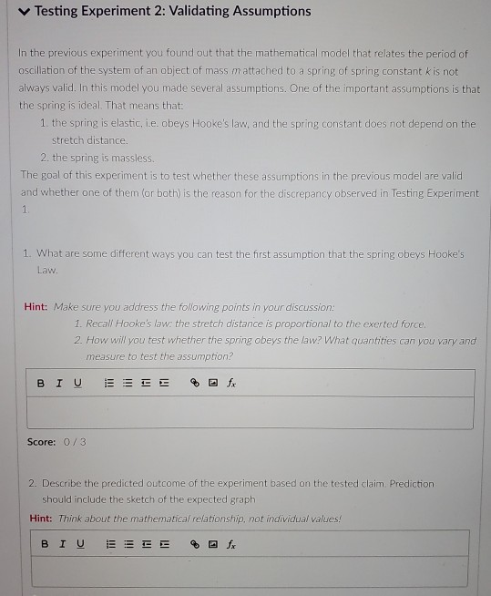 Solved Testing Experiment 2: Validating Assumptions In the | Chegg.com