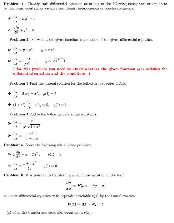 Solved Problem 1. Classify each differential equation | Chegg.com