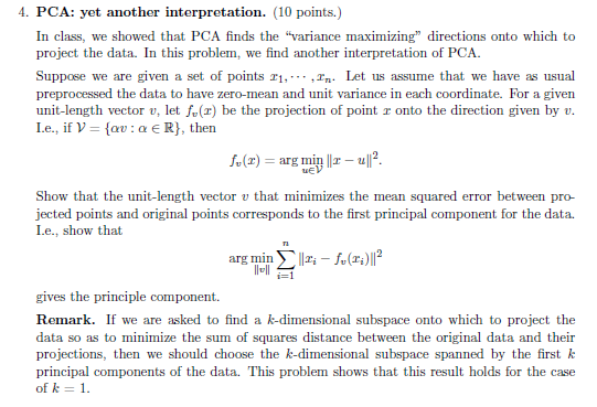 Solved PCA: yet another interpretation. (10 points.) In | Chegg.com