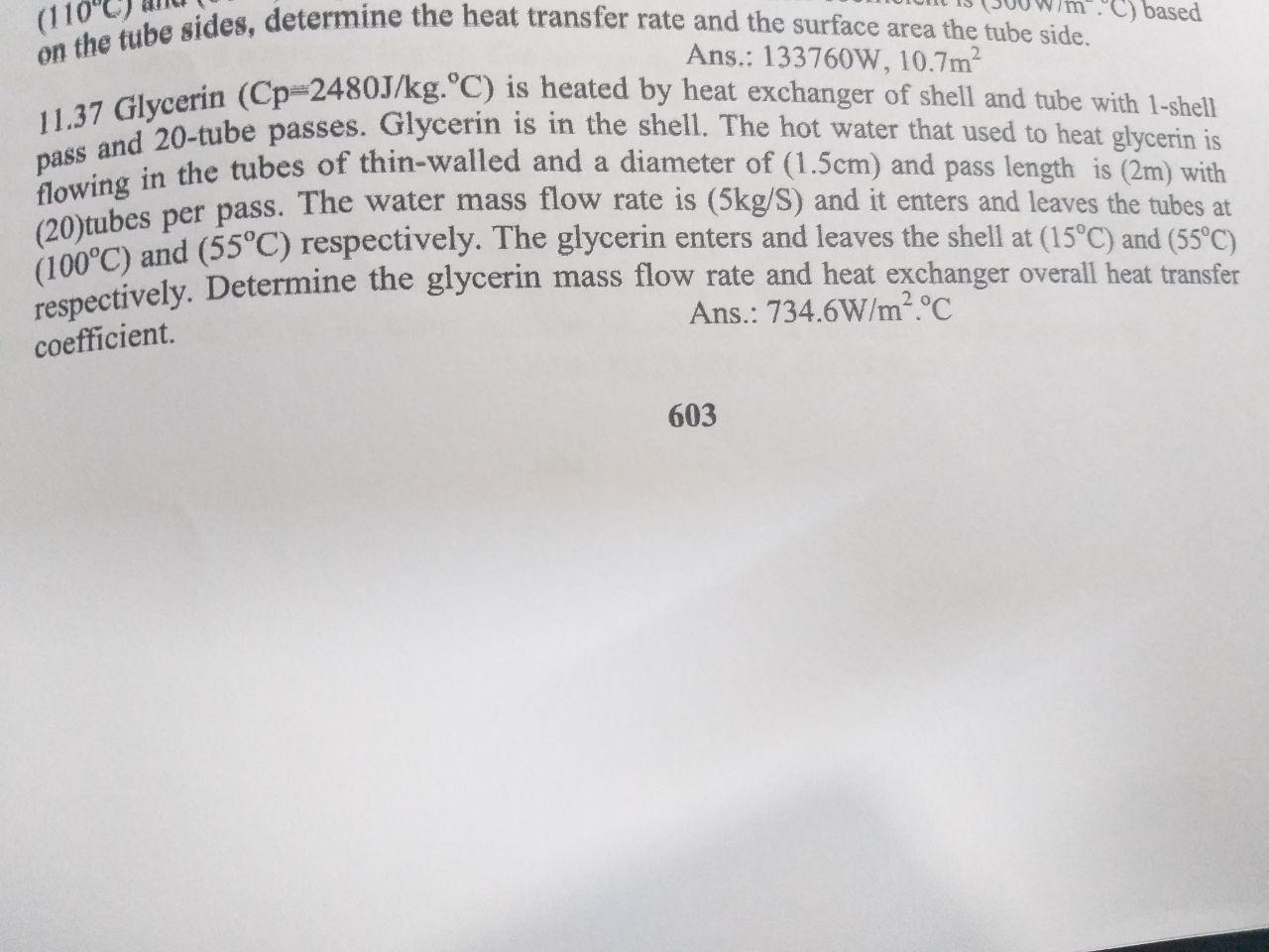 Solved C) based on the tube sides, determine the heat | Chegg.com