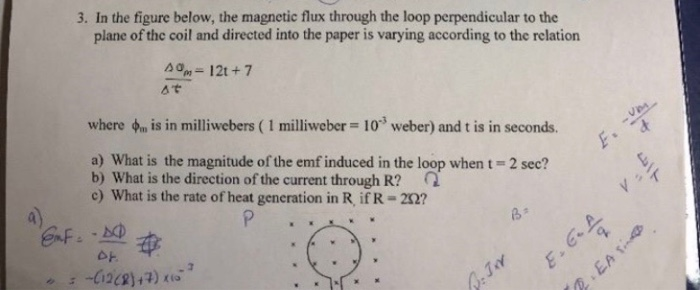 Solved 3. in the figure below, the magnetic flux through the | Chegg.com