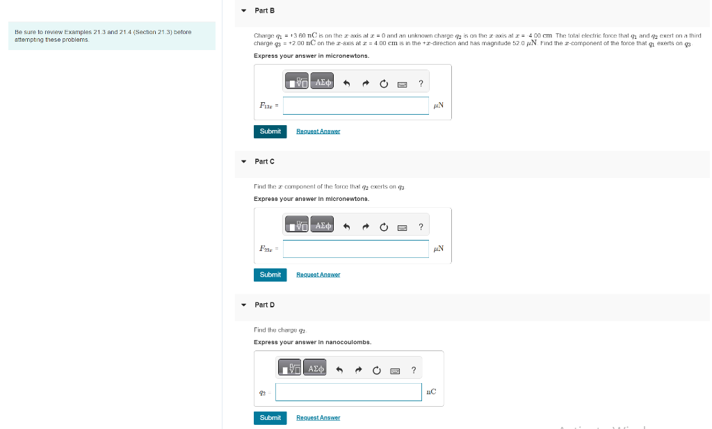 Solved Be sure to review Examples 21.3 and 21.4 (Section | Chegg.com