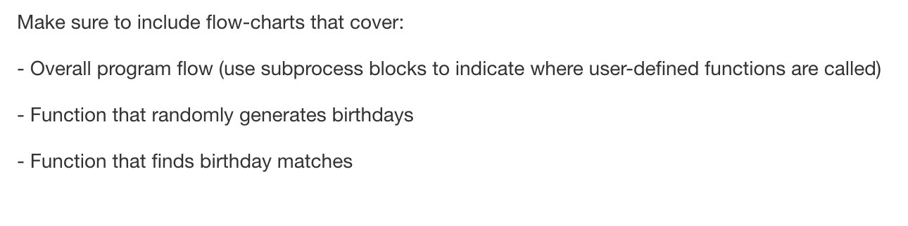 Solved Make sure to include flow-charts that cover: Overall | Chegg.com