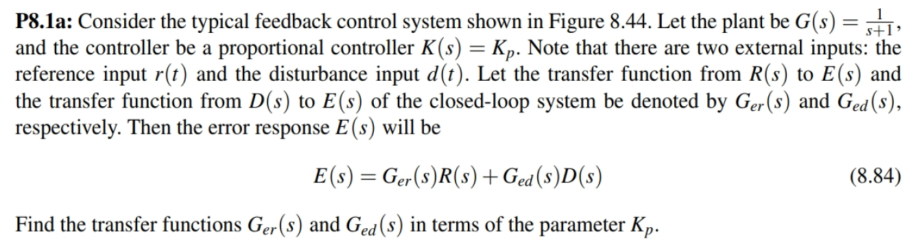 Solved Considerthe typical feedback control system shown in | Chegg.com