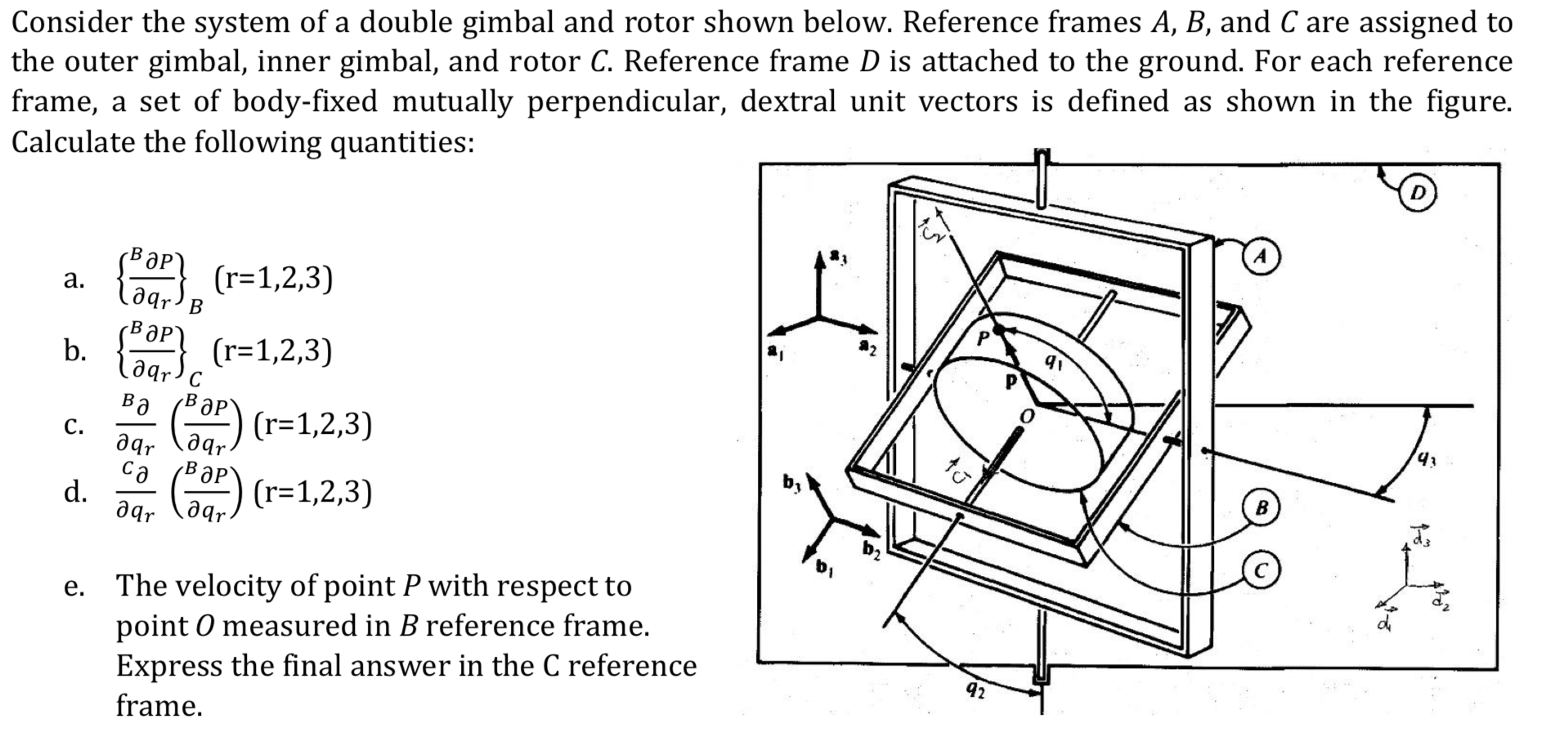 Consider the system of a double gimbal and rotor | Chegg.com