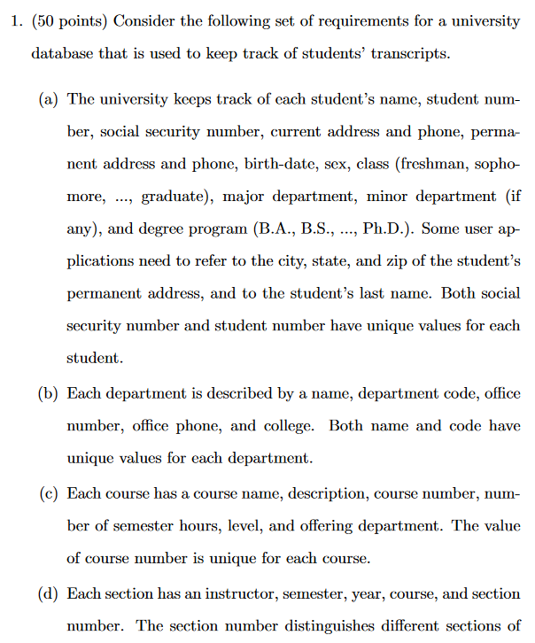 Solved (50 points) Consider the following set of | Chegg.com
