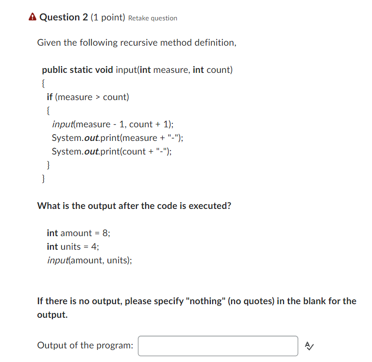 Solved A Question 2 (1 point) Retake question Given the | Chegg.com