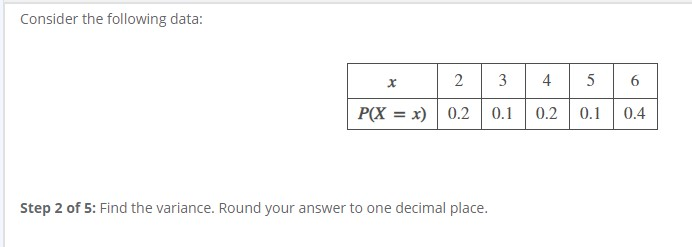 Solved Consider the following data: Find the variance. | Chegg.com