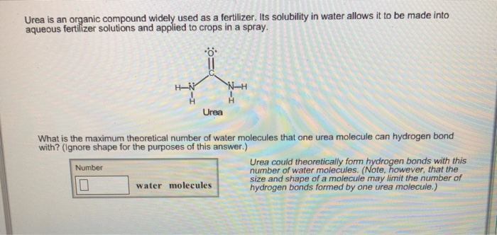 Solved Urea is an organic compound widely used as a | Chegg.com