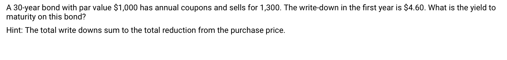 Solved A 30-year bond with par value $1,000 has annual | Chegg.com
