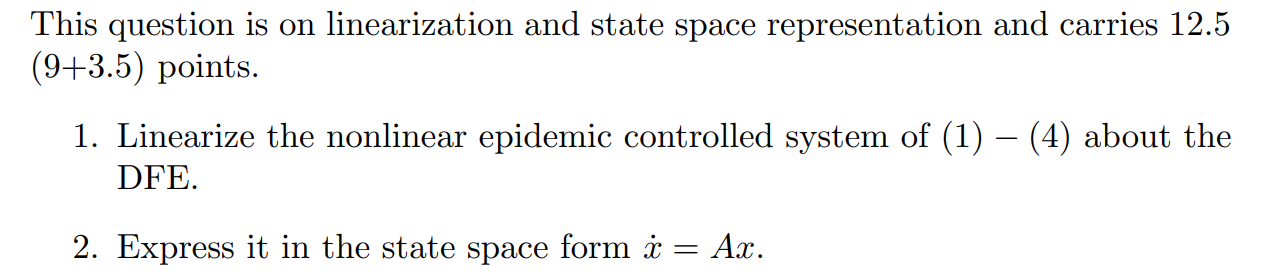 Epidemic Model & Control The following equations | Chegg.com