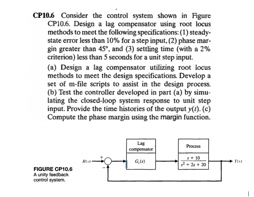 CP10.6 Consider the control system shown in Figure | Chegg.com