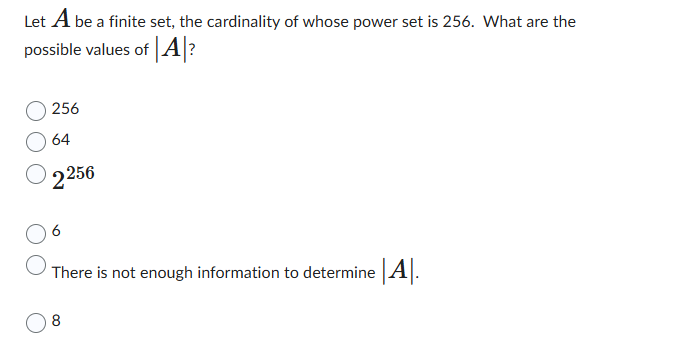 Solved Let A be ﻿a finite set, the cardinality of ﻿whose | Chegg.com