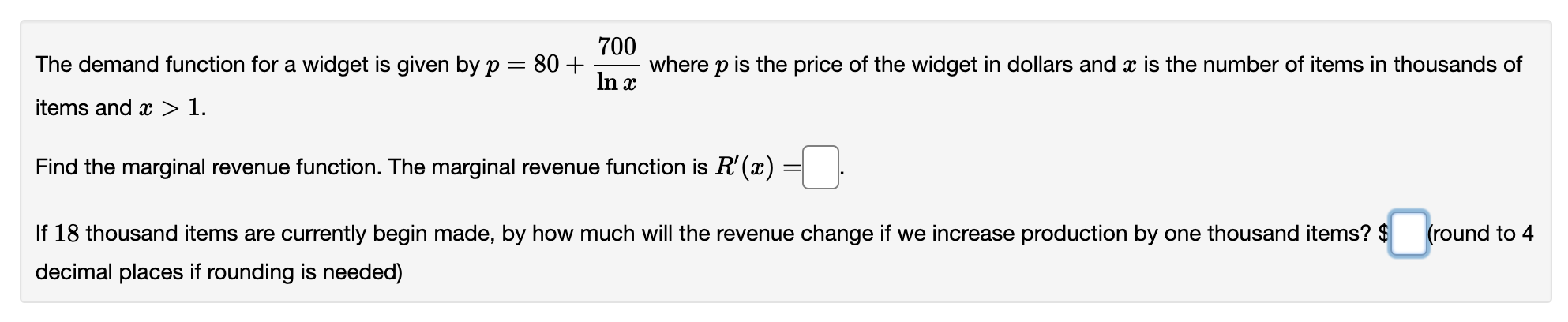 Solved The demand function for a widget is given by | Chegg.com