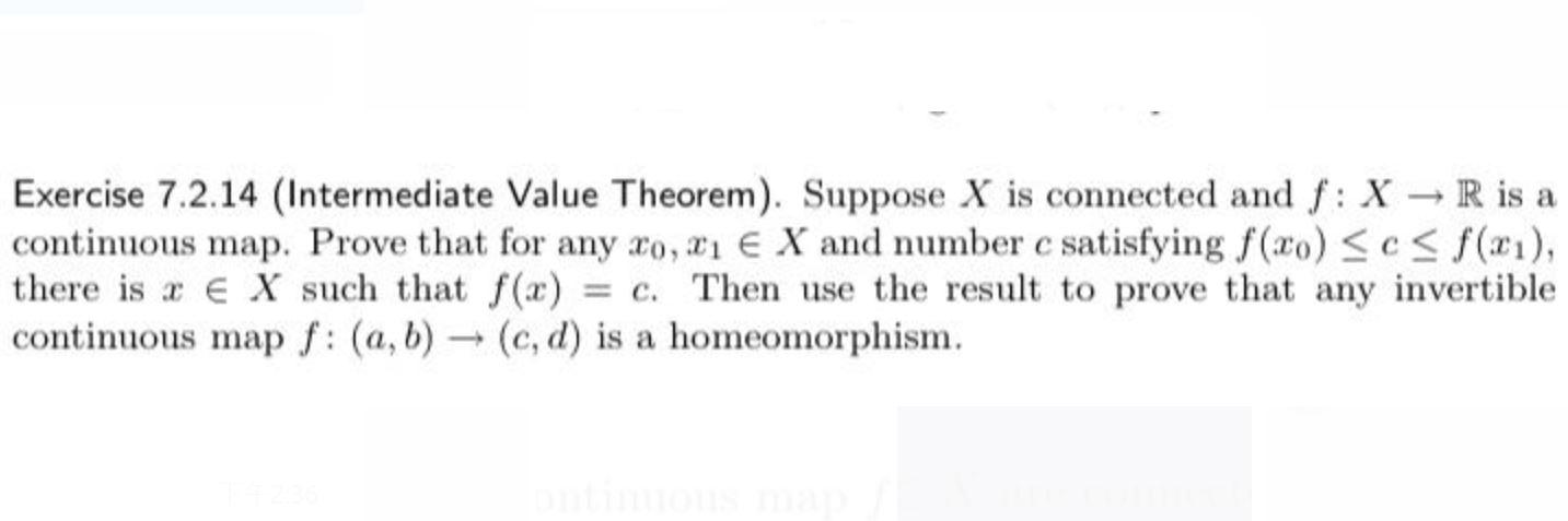 Solved Exercise 7.2.14 (Intermediate Value Theorem). Suppose | Chegg.com