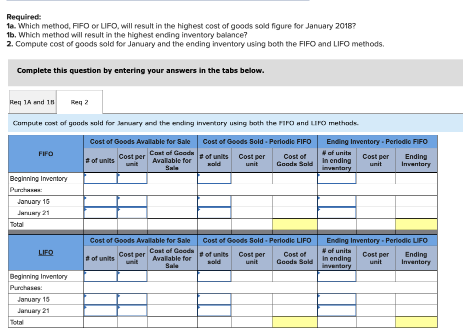Solved Required: 1a. Which method, FIFO or LIFO, will result | Chegg.com
