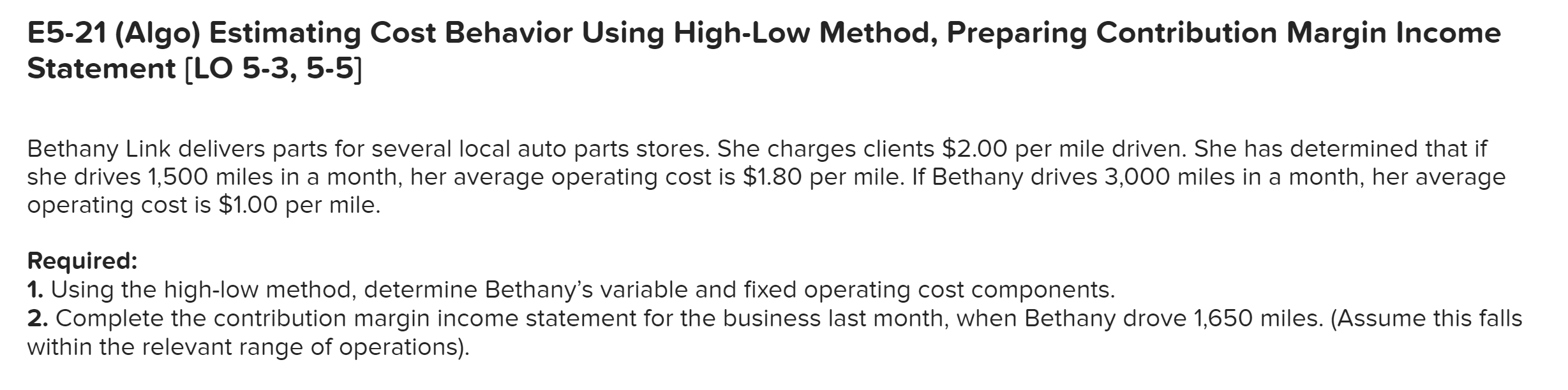 Solved E5-21 (Algo) Estimating Cost Behavior Using High-Low | Chegg.com
