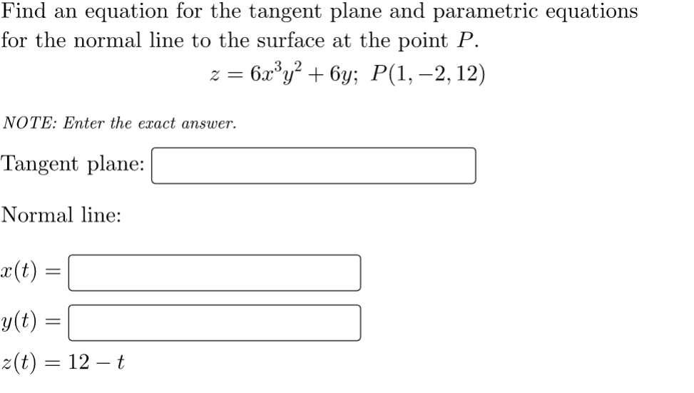 Solved Find an equation for the tangent plane and parametric | Chegg.com