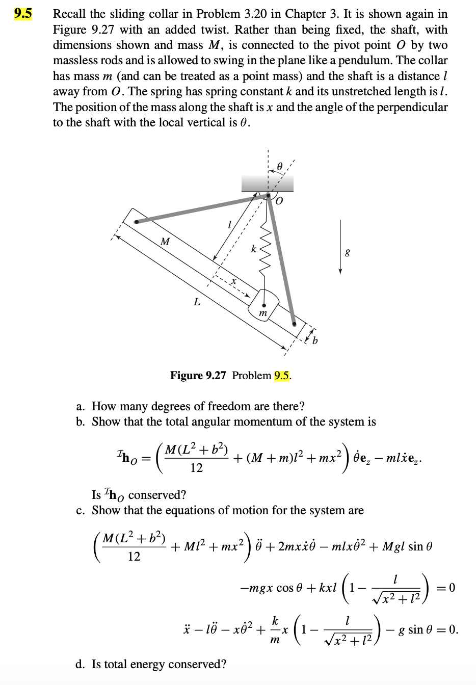 Recall the sliding collar in Problem 3.20 in Chapter | Chegg.com
