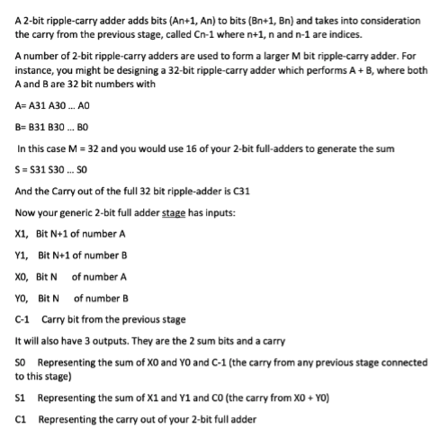 A 2-bit ripple-carry adder adds bits (An+1, An) to | Chegg.com