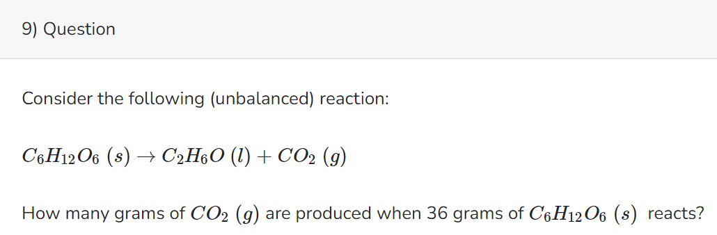 Solved 9) Question Consider the following (unbalanced) | Chegg.com