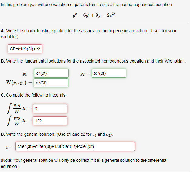 Solved In this problem you will use variation of parameters | Chegg.com