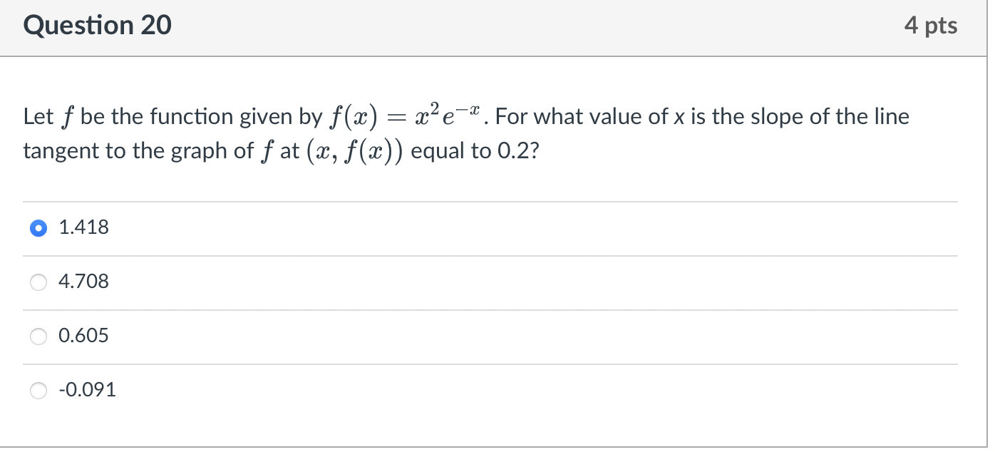 Solved Let f be the function given by f(x)=x2e−x. For what | Chegg.com