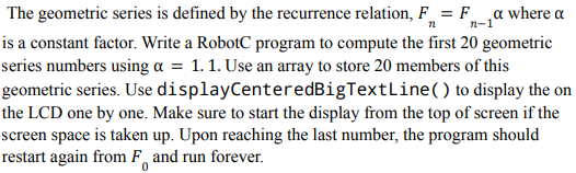 Solved The geometric series is defined by the recurrence | Chegg.com