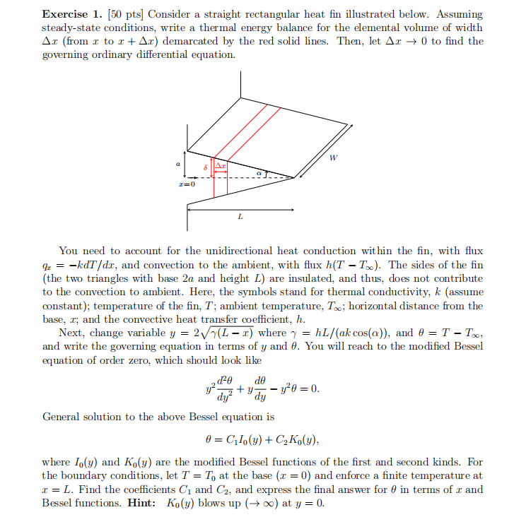 Solved Exercise 1. [50 pts] Consider a straight rectangular | Chegg.com