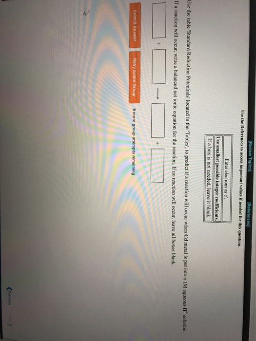 Solved Use The Table Standard Reduction Potentials Located