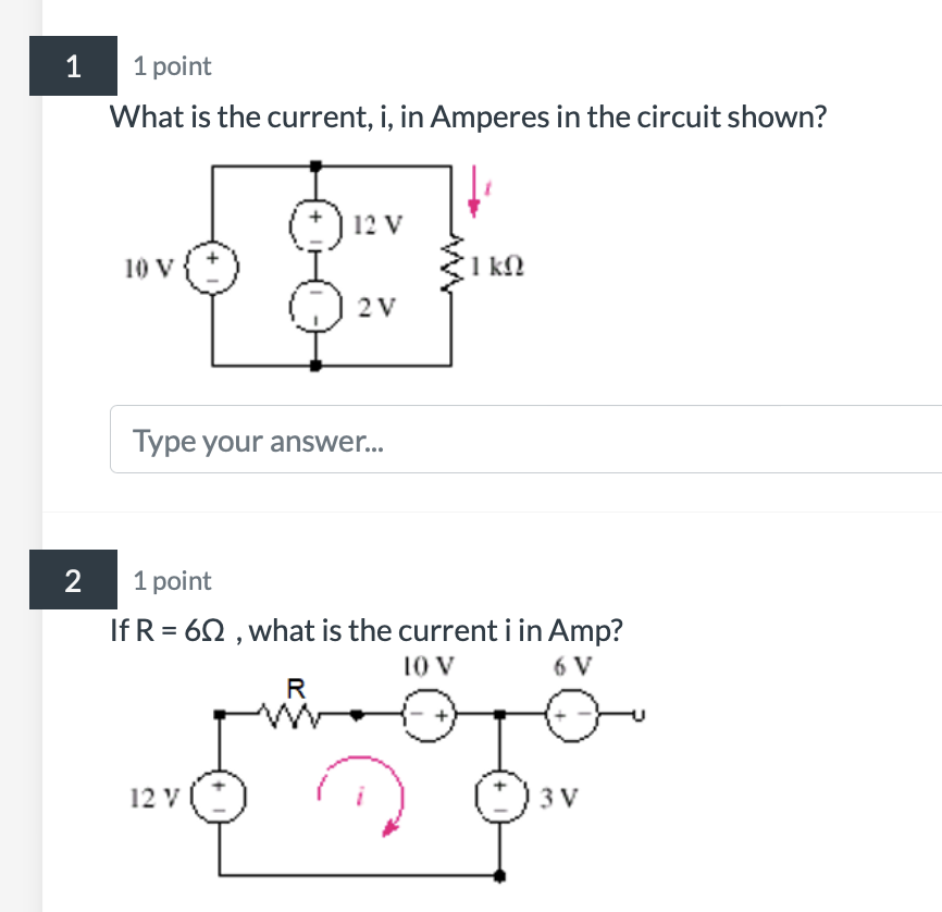 Solved What is the current, i, in Amperes in the circuit | Chegg.com