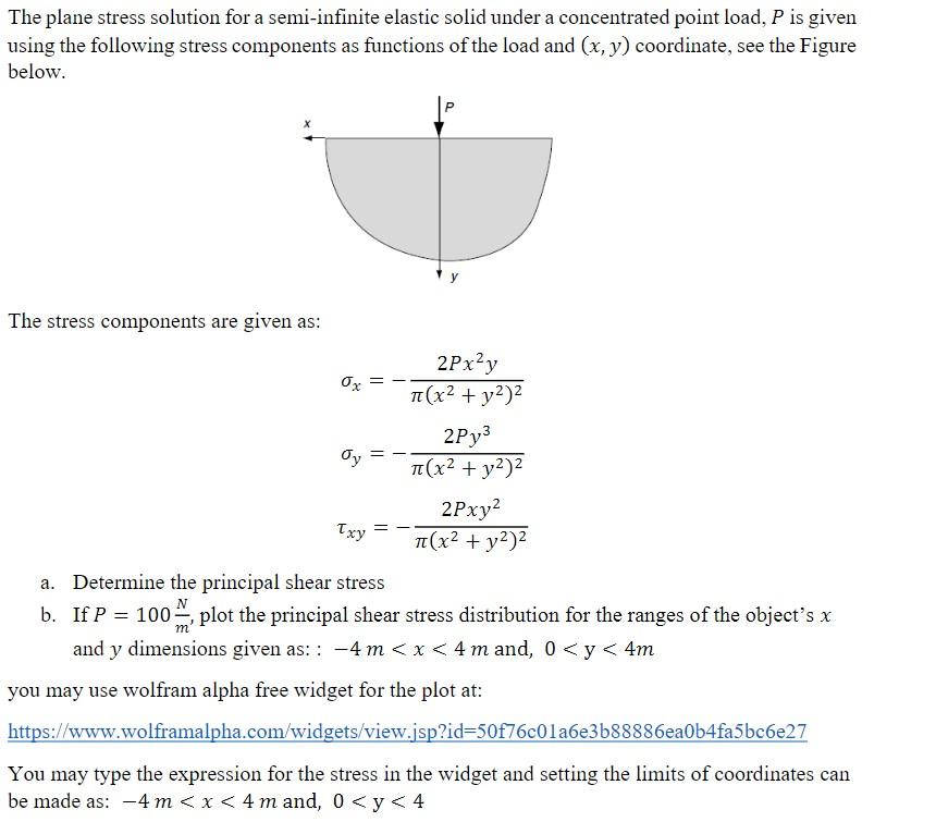 Solved The plane stress solution for a semi-infinite elastic | Chegg.com