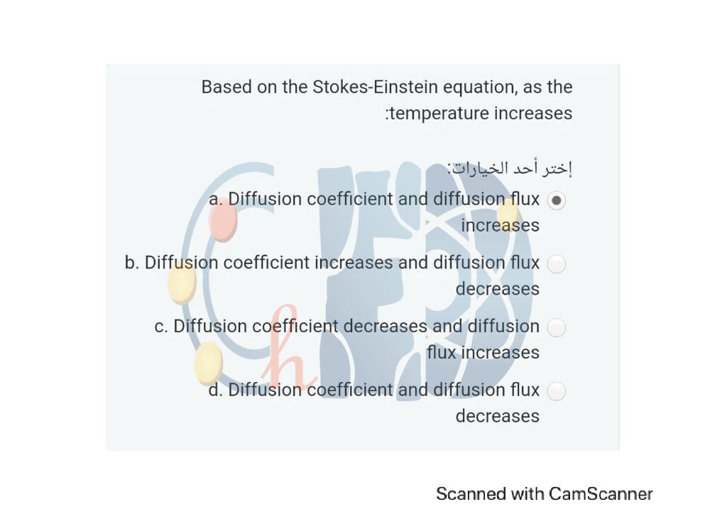 Solved Based on the Stokes-Einstein equation, as the | Chegg.com