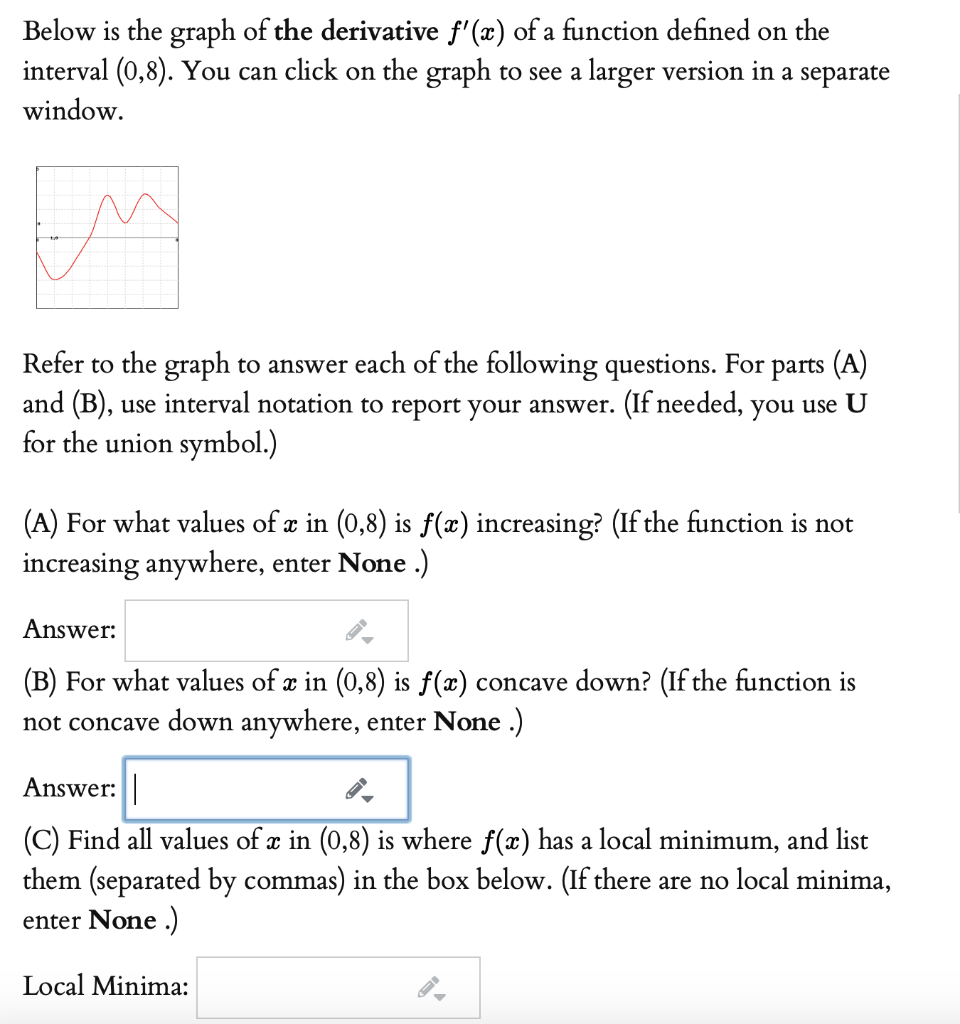Solved Below is the graph of the derivative f'(x) of a | Chegg.com