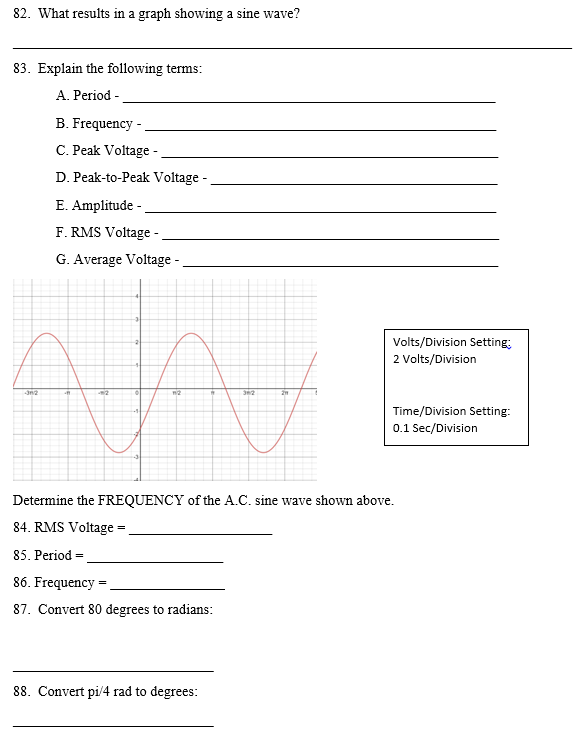 Solved 82. What results in a graph showing a sine wave? 83. | Chegg.com