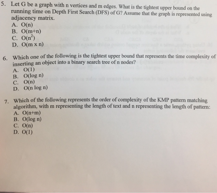 Solved 5. Let G be a graph with n vertices and m edges. What | Chegg.com