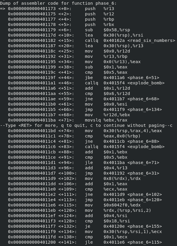Binary Bomb Phase_6, I need help fast!! I've been | Chegg.com