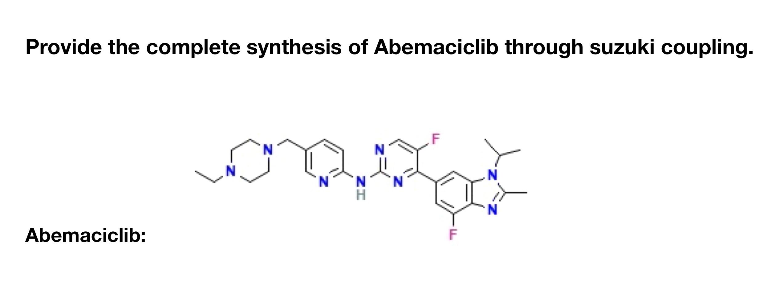 Solved Provide the complete synthesis of Abemaciclib through | Chegg.com