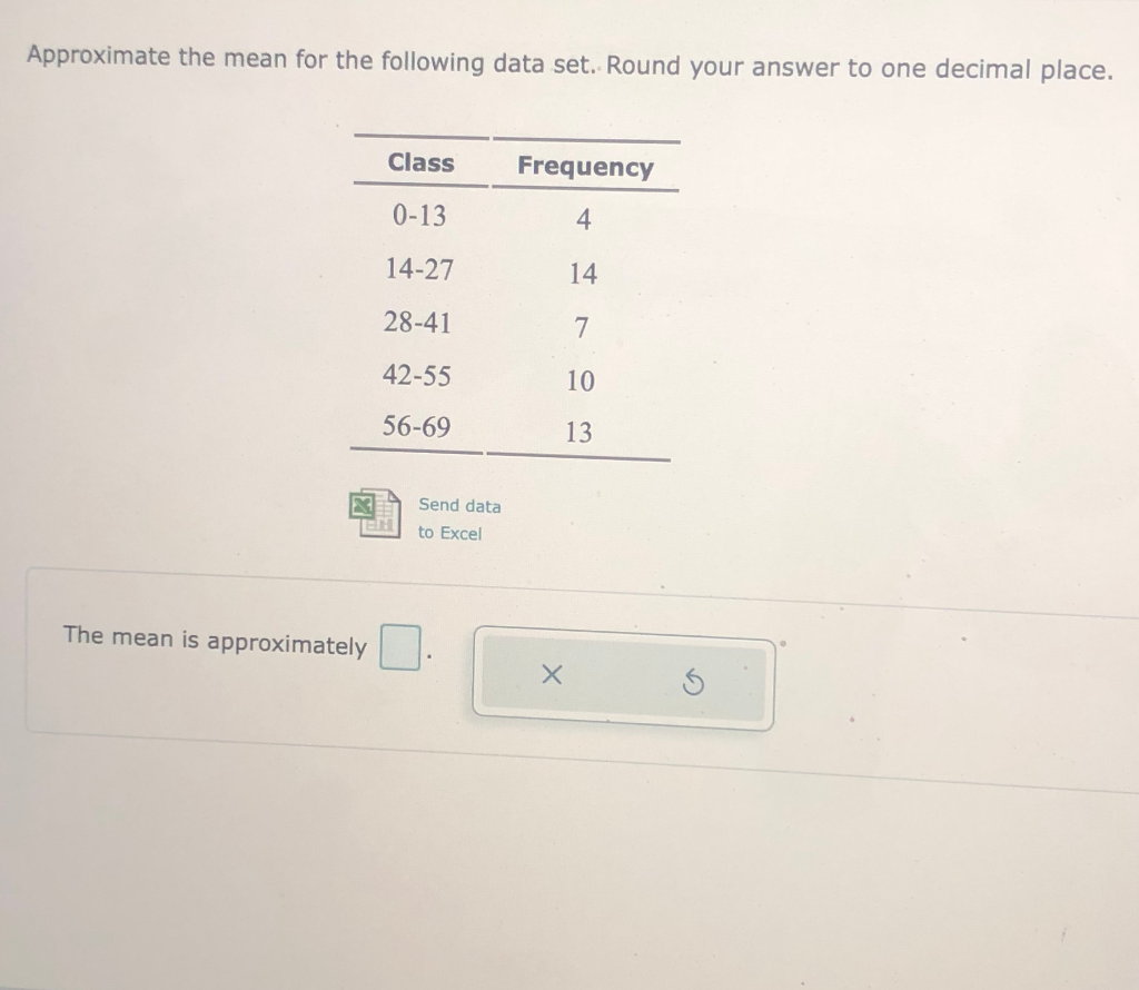 Solved Approximate the mean for the following data set. | Chegg.com