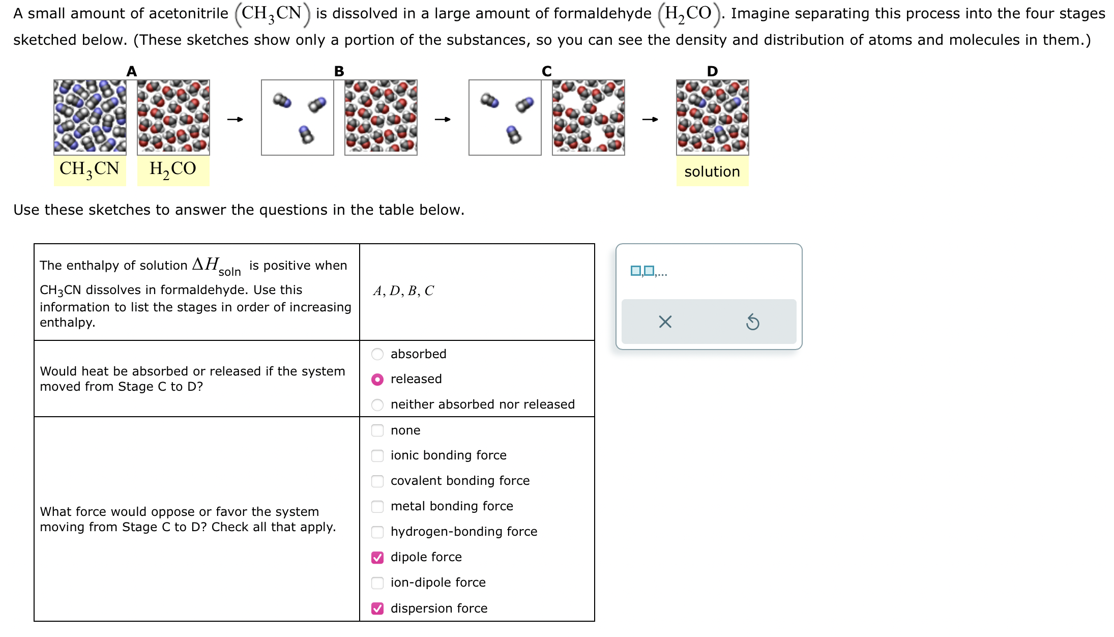 A small amount of acetonitrile CH3CN is dissolved in | Chegg.com