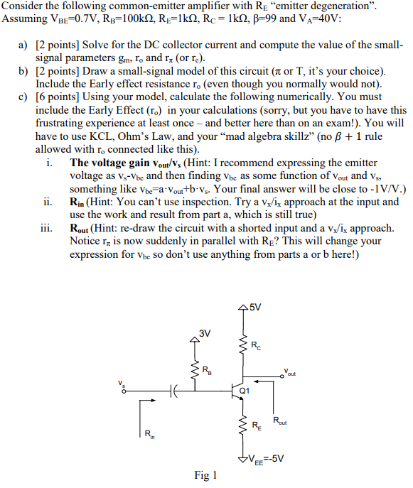 Solved Consider the following common-emitter amplifier with | Chegg.com Solved Consider the following common-emitter amplifier with | Chegg.com