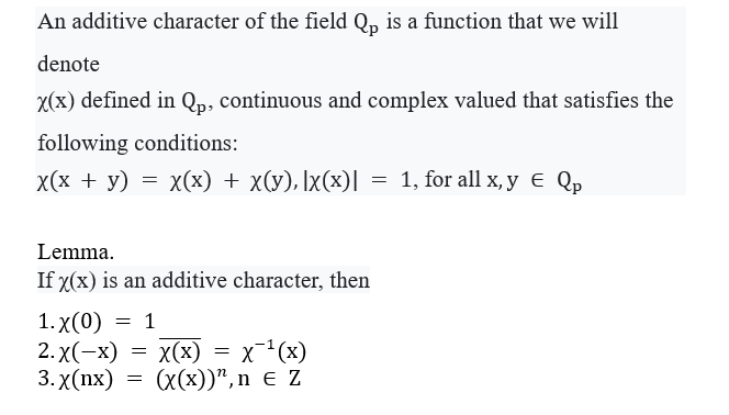 Solved An additive character of the field Qp is a function | Chegg.com