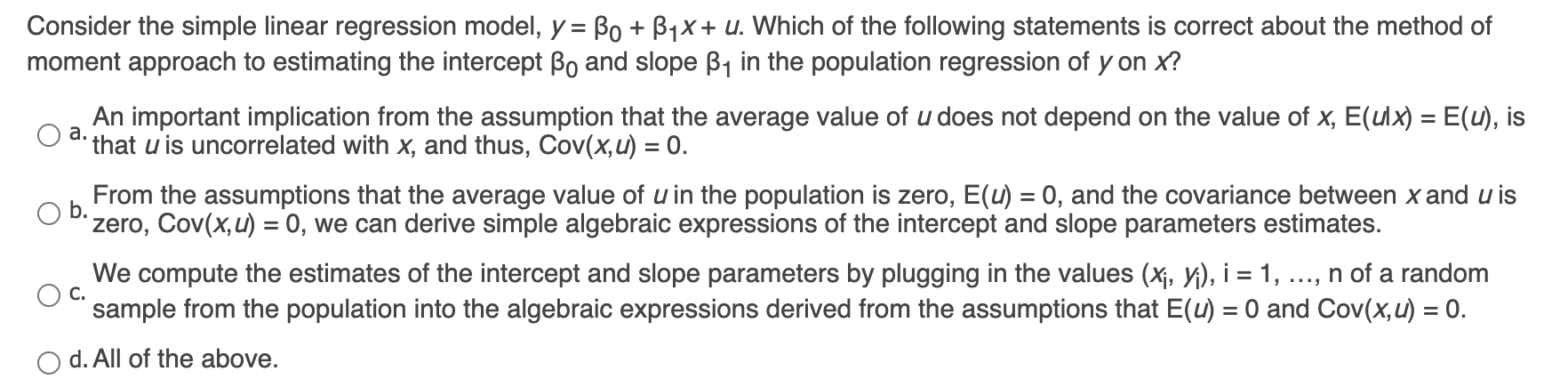Consider the simple linear regression model, y = Bo + | Chegg.com