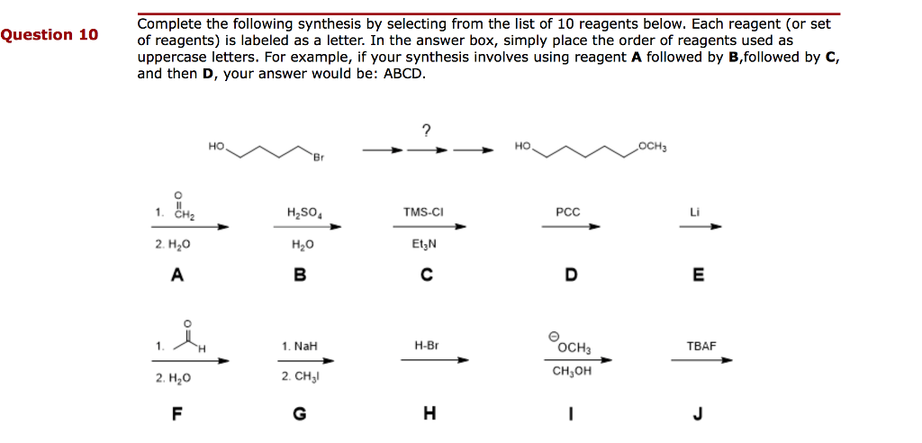 Solved Complete the following synthesis by selecting from | Chegg.com