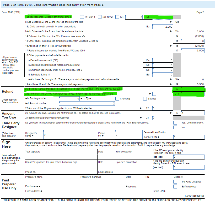 Hello, I need help with 3 lines in the tax return | Chegg.com