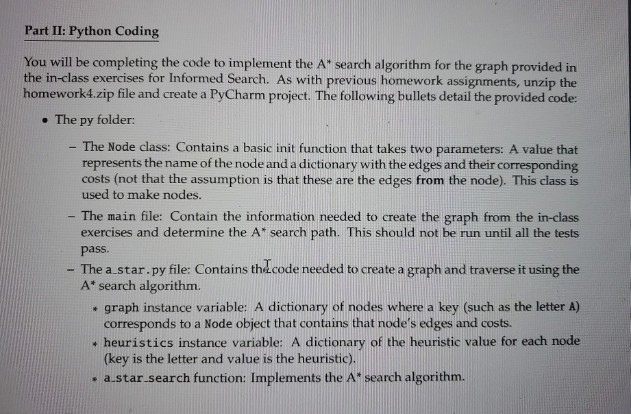 Part II: Python Coding You will be completing the | Chegg.com