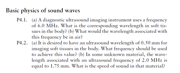 Solved Basic physics of sound waves P4.1. (a) A diagnostic | Chegg.com